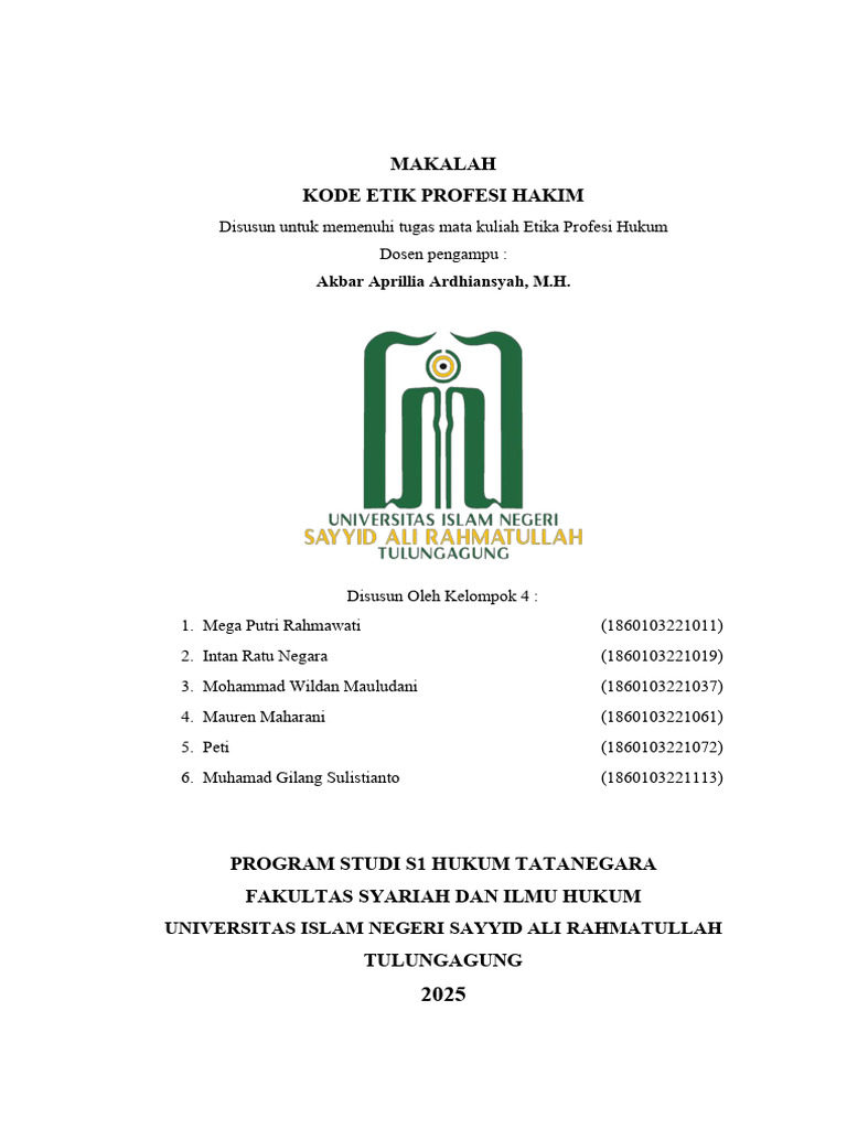 Kode Etik Profesi Hakim di Indonesia | PDF