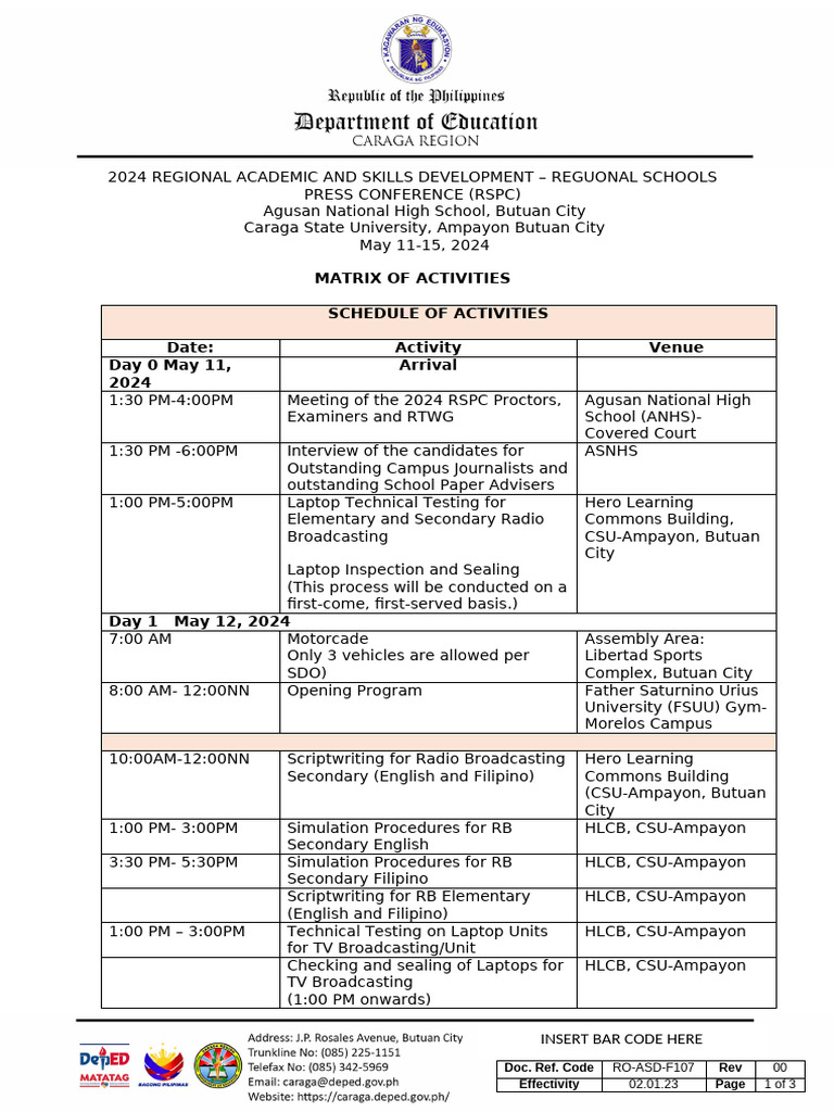 RSPC 2024 Matrix As of May 6 2024 | PDF | Journalism | Mass Media