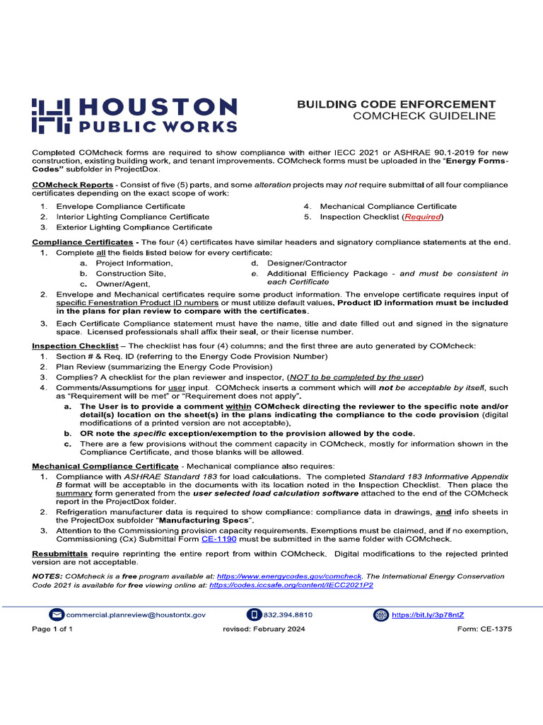 Comcheck Guidelines | PDF