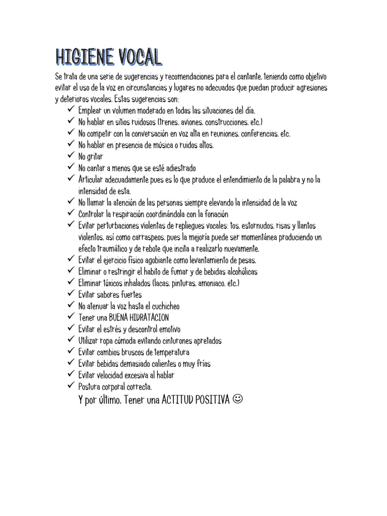 Higiene Vocal | PDF