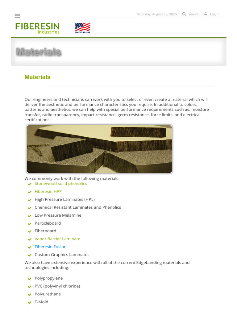 Fiberesin Material Solutions Overview | PDF