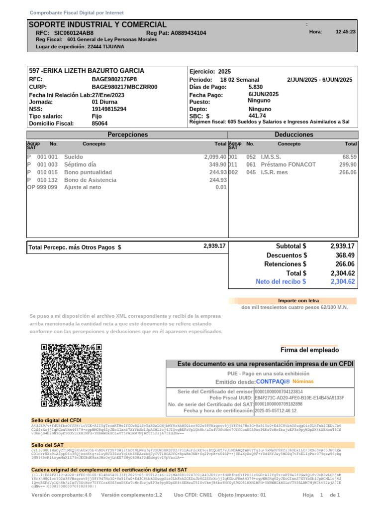 Ericka 2 A 6 | PDF | Sueldos y salarios