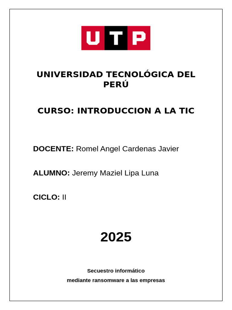 Introduccion A La Tic - Semana 11 | PDF | Secuestro de datos | Seguridad