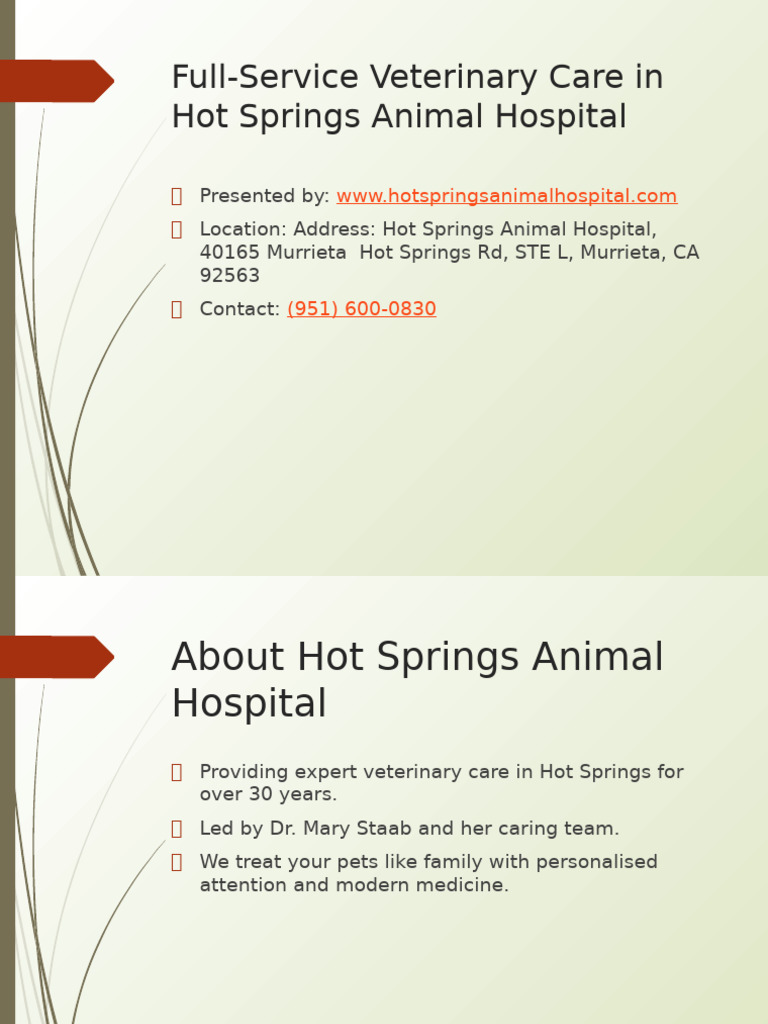Hot Springs Animal Hospital Overview | PDF | Veterinary Medicine | Medicine