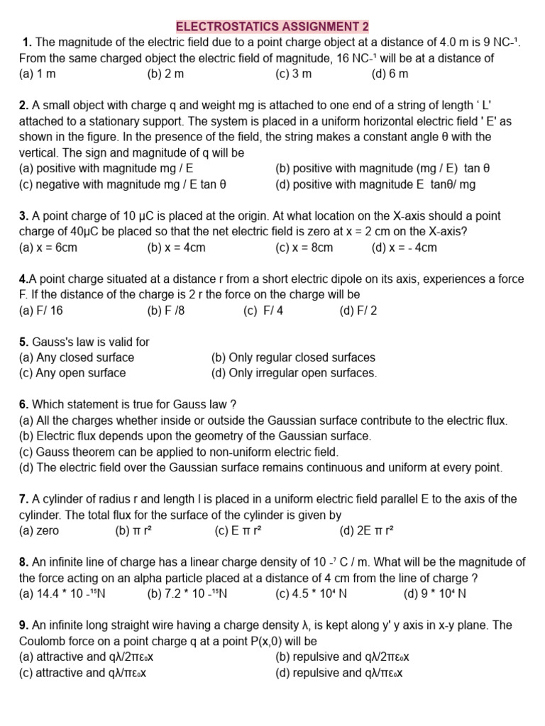 Electrostatics PKR 2 | PDF | Electric Field | Quantity