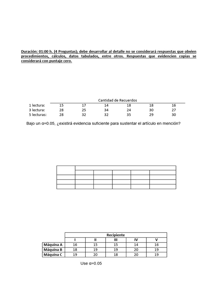 4ta. Practica Calificada - 2023-II | PDF | Experimentar | Estadísticas