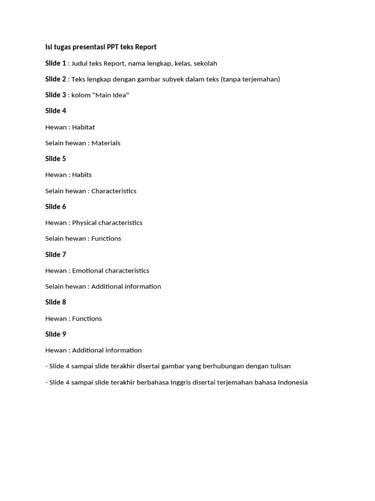 Materi PPT Report Text Kelas 9 | PDF
