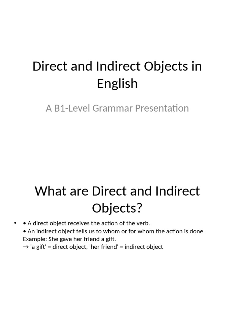 Direct and Indirect Objects B1 Lesson | PDF