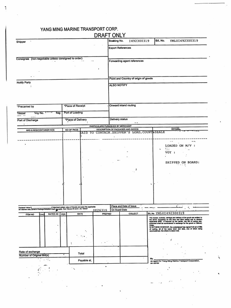 International Logistics Shipping Details | PDF