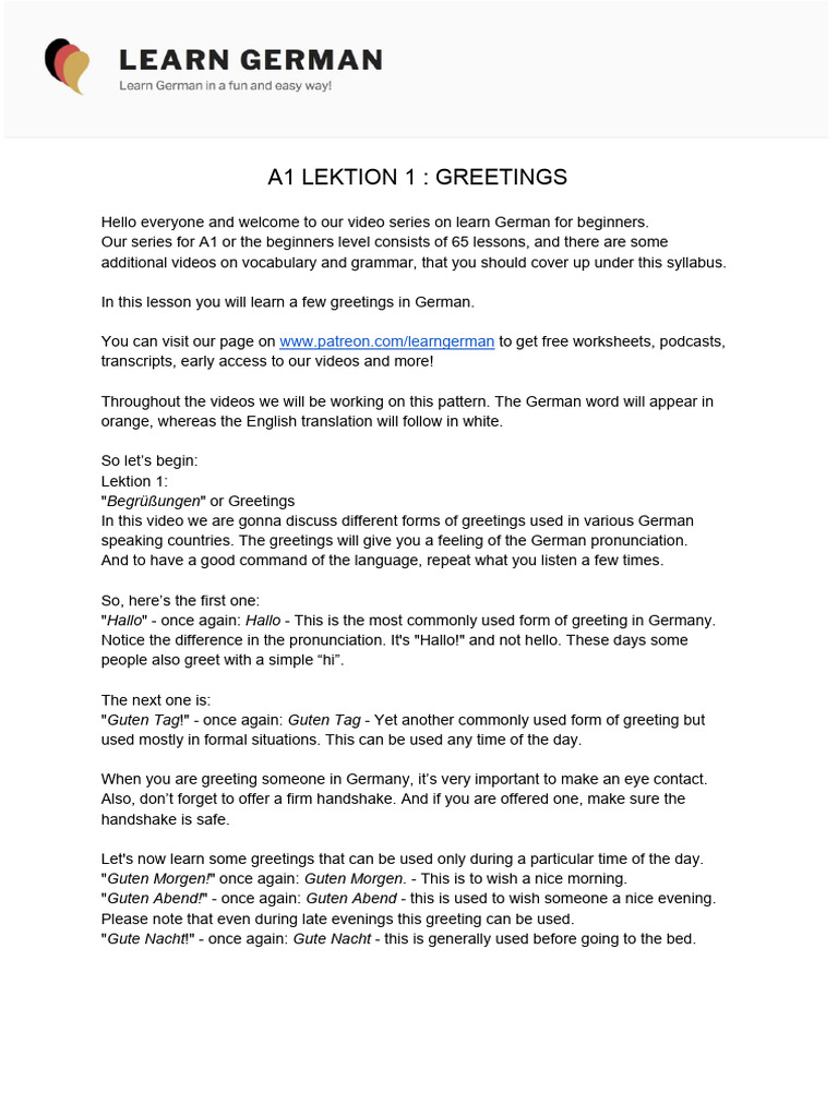 A1 Lesson 1-22 | PDF | Grammatical Conjugation | English Language