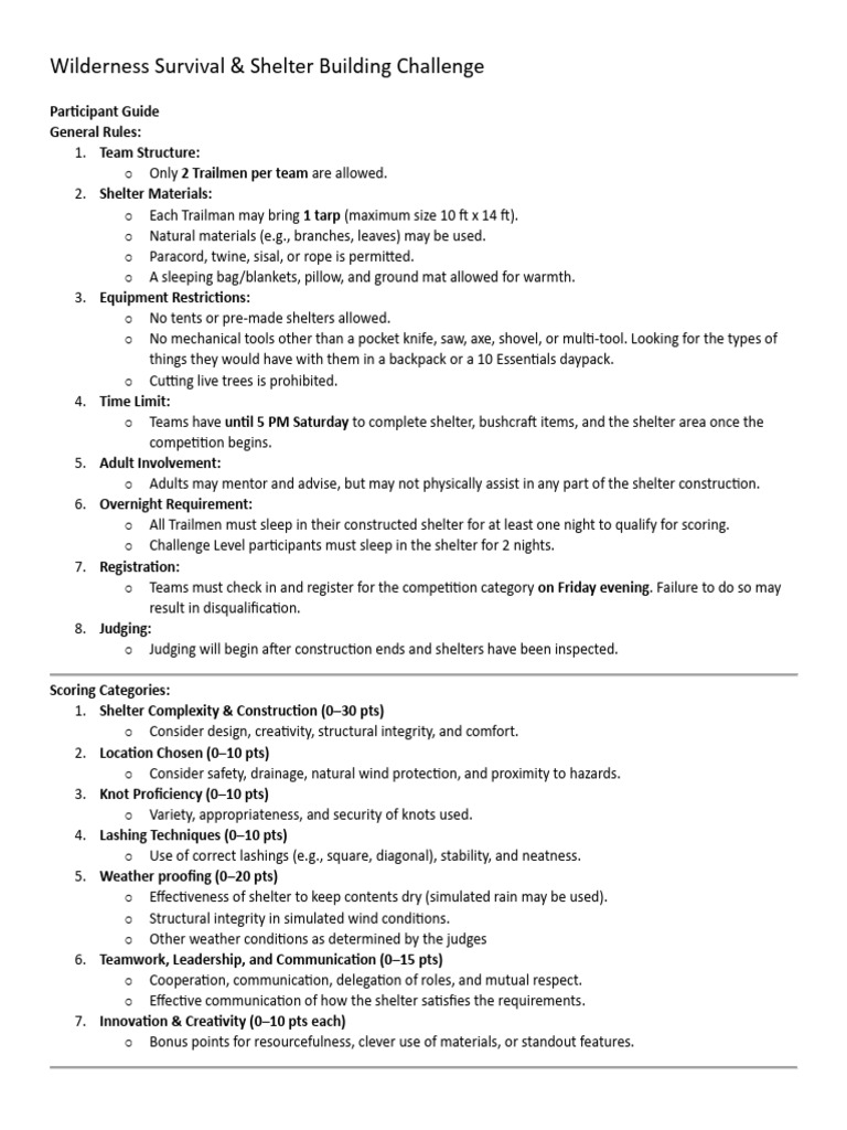 Wilderness Survival Challenge Guide | PDF