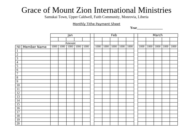 Monthly Tithe Payment | PDF