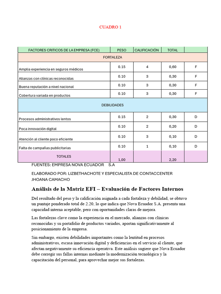 Elaboracion de La Matriz Efi y Efe | PDF | Economias | Business