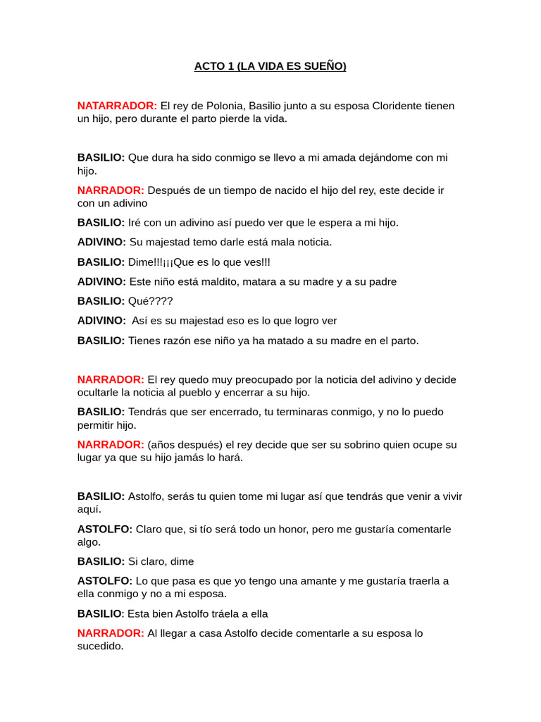 La Vida Es Sueño | PDF