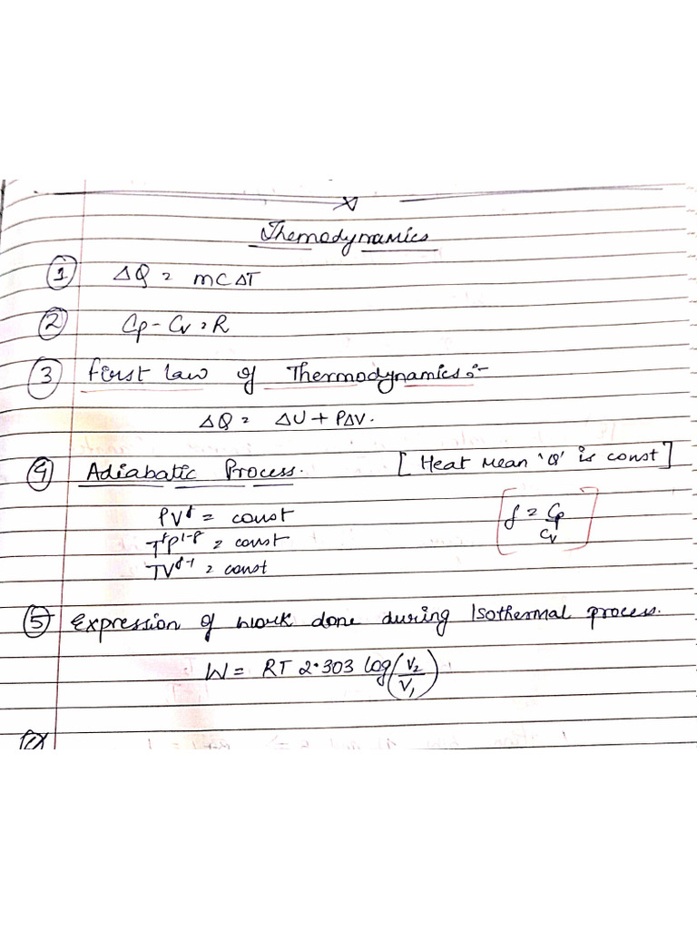 Thermodynamics Short Notes | PDF