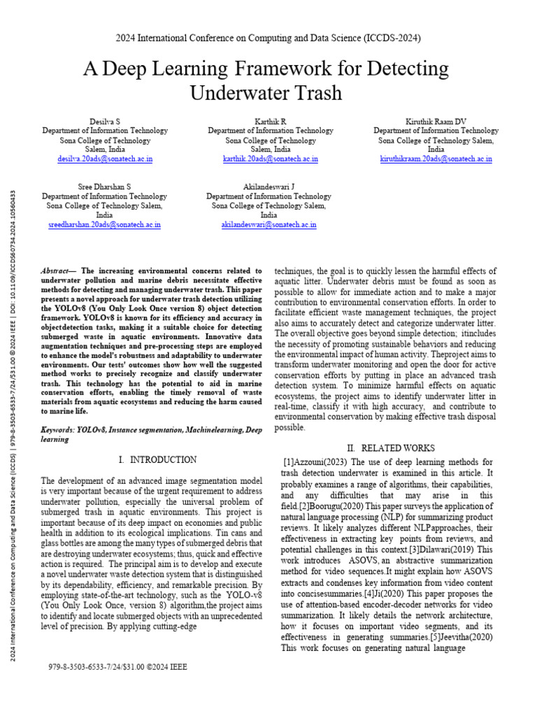 Underwater Trash Detection Using YOLOv8 | PDF | Image Segmentation ...