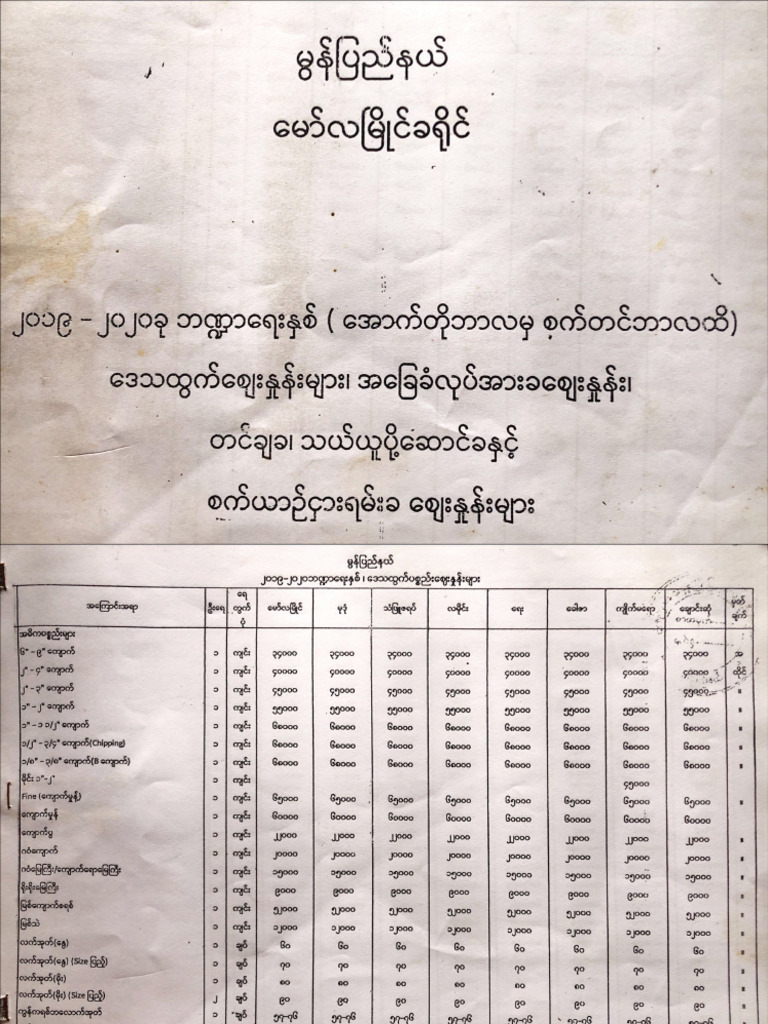 2009 - 2010 Mon State, Myanmar Cost Survey | PDF