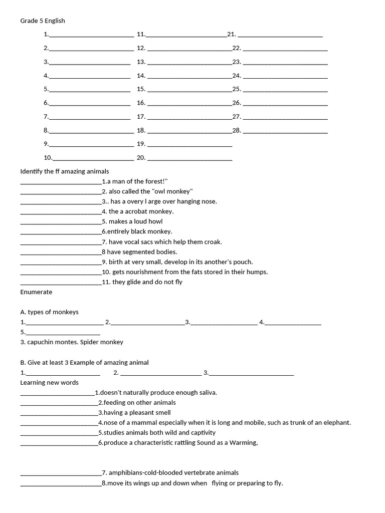 Grade 5 English October | PDF