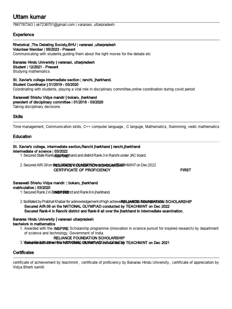 Uttam Resume | PDF