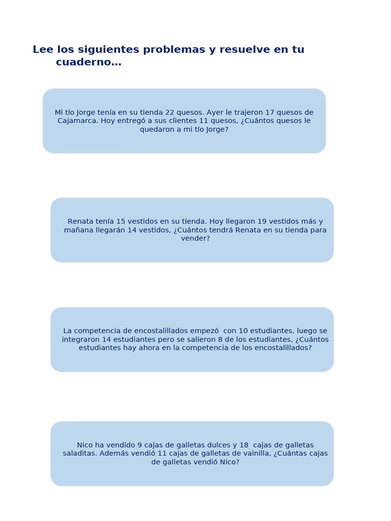 Problemas de operaciones básicas | PDF