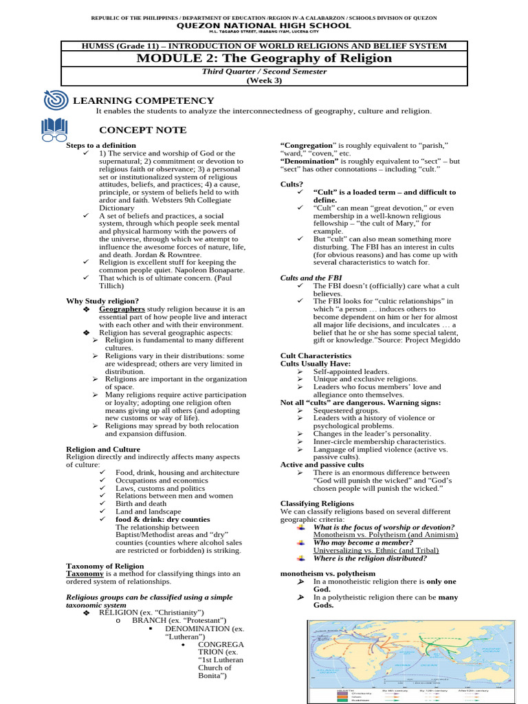 HUMSS IWRBS Module 2 The Geography of Religion | PDF | Asia | Polytheism