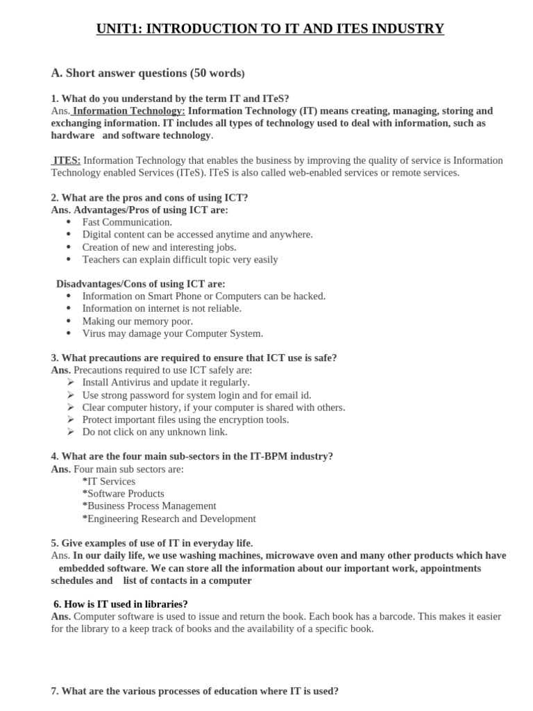 Overview of IT and ITeS Industry | PDF | Educational Technology ...