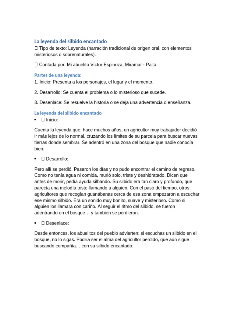 Leyenda Del Silbido Encantado | PDF