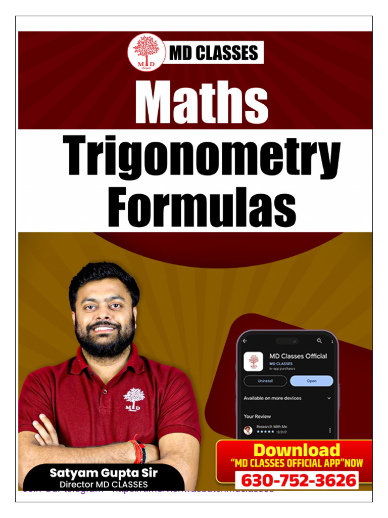 Trigonometry Formula Book | PDF | Trigonometry | Euclid
