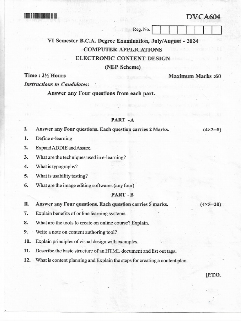 Electronic Content Design QP 2024 | PDF