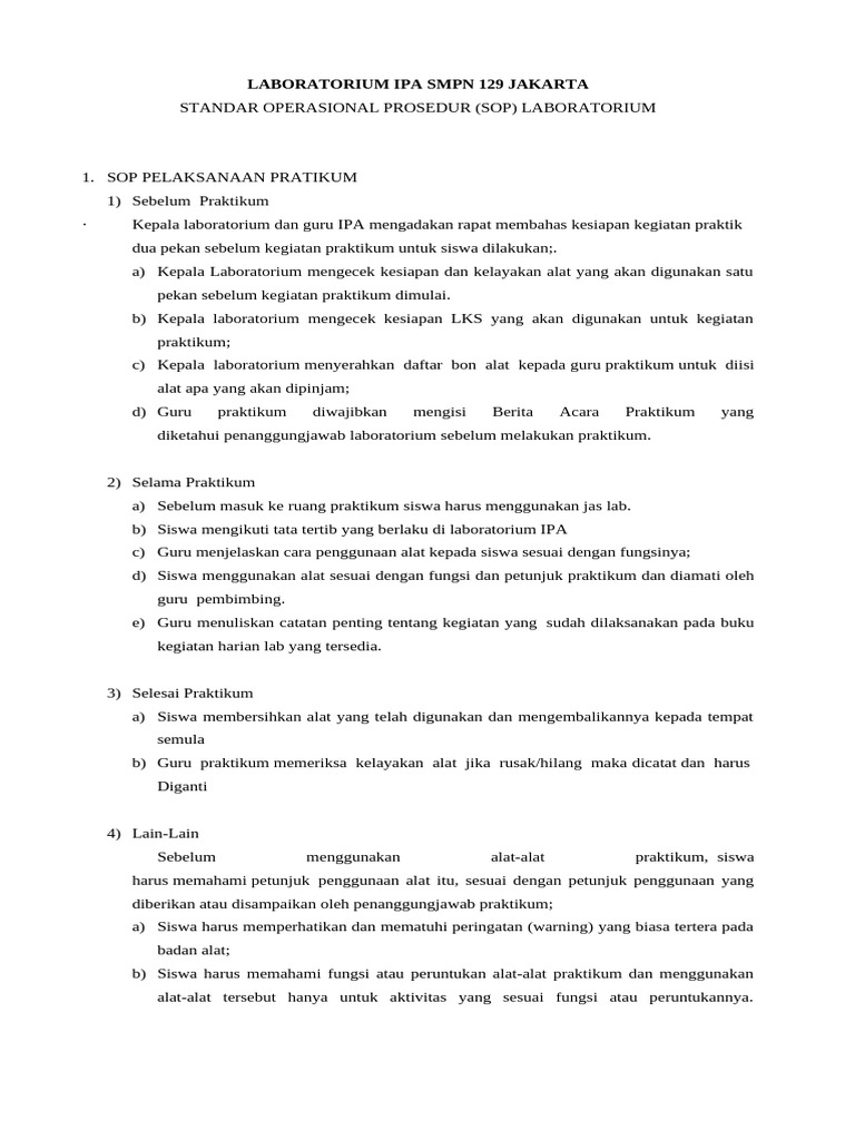 SOP Lab IPA | PDF