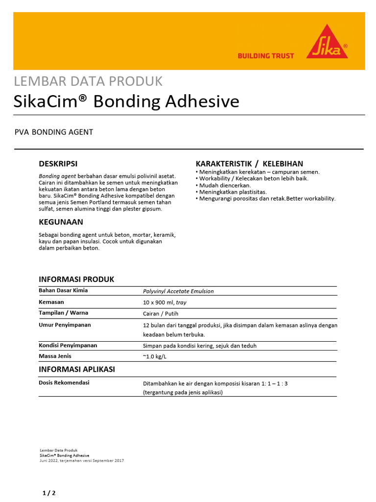 Kegunaan dan Aplikasi SikaCim Adhesive | PDF