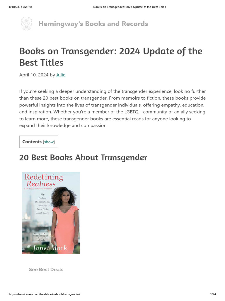 Books On Transgender - 2024 Update of The Best Titles | PDF ...