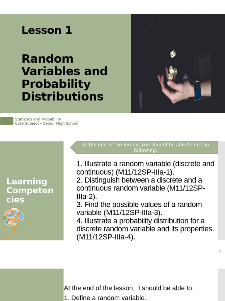 Lesson 1 Random Variables 2 | PDF | Probability Distribution | Statistics