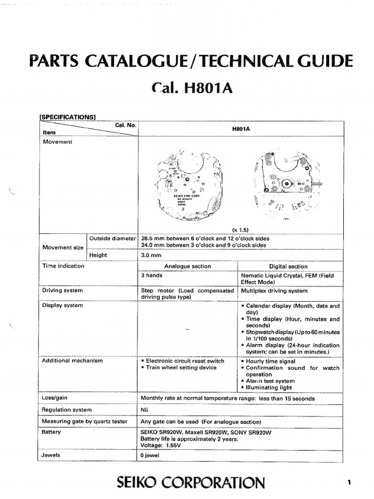 Seiko - Manual Técnico H801A - en | PDF