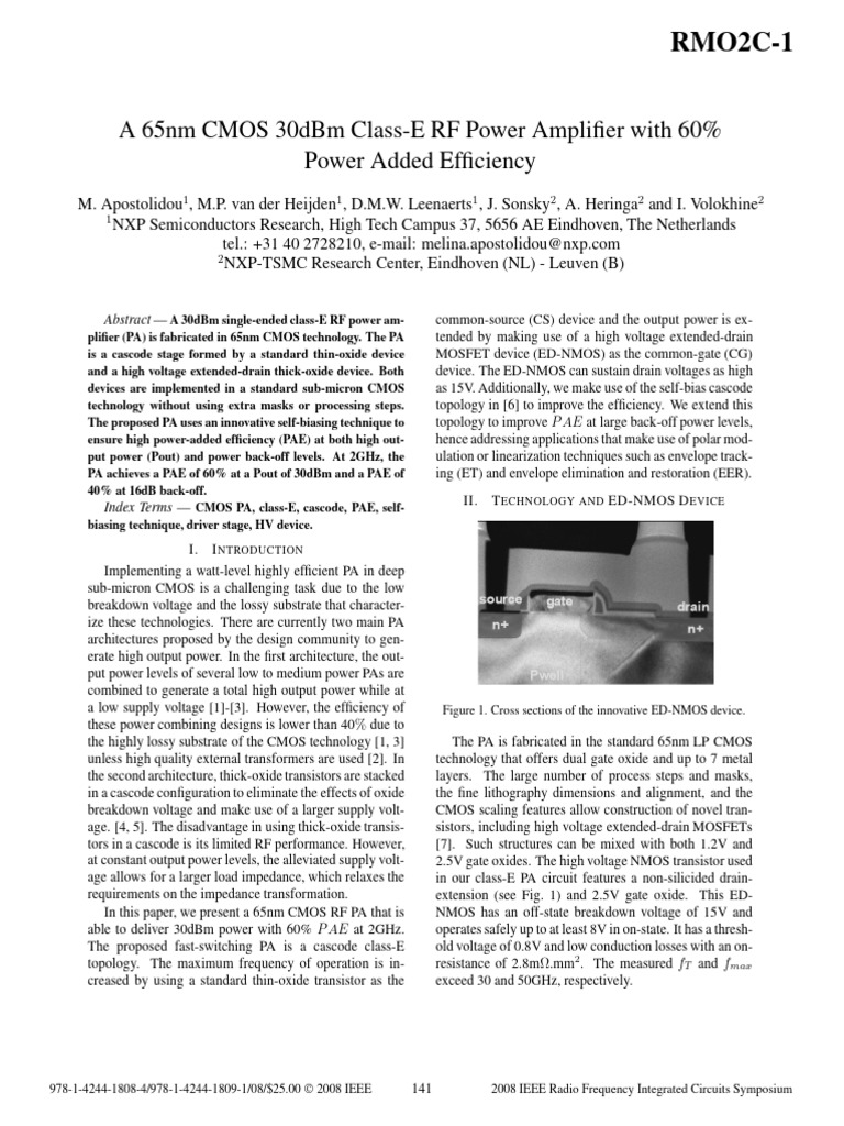 65nm CMOS Class-E RF Amplifier Design | PDF | Field Effect Transistor ...