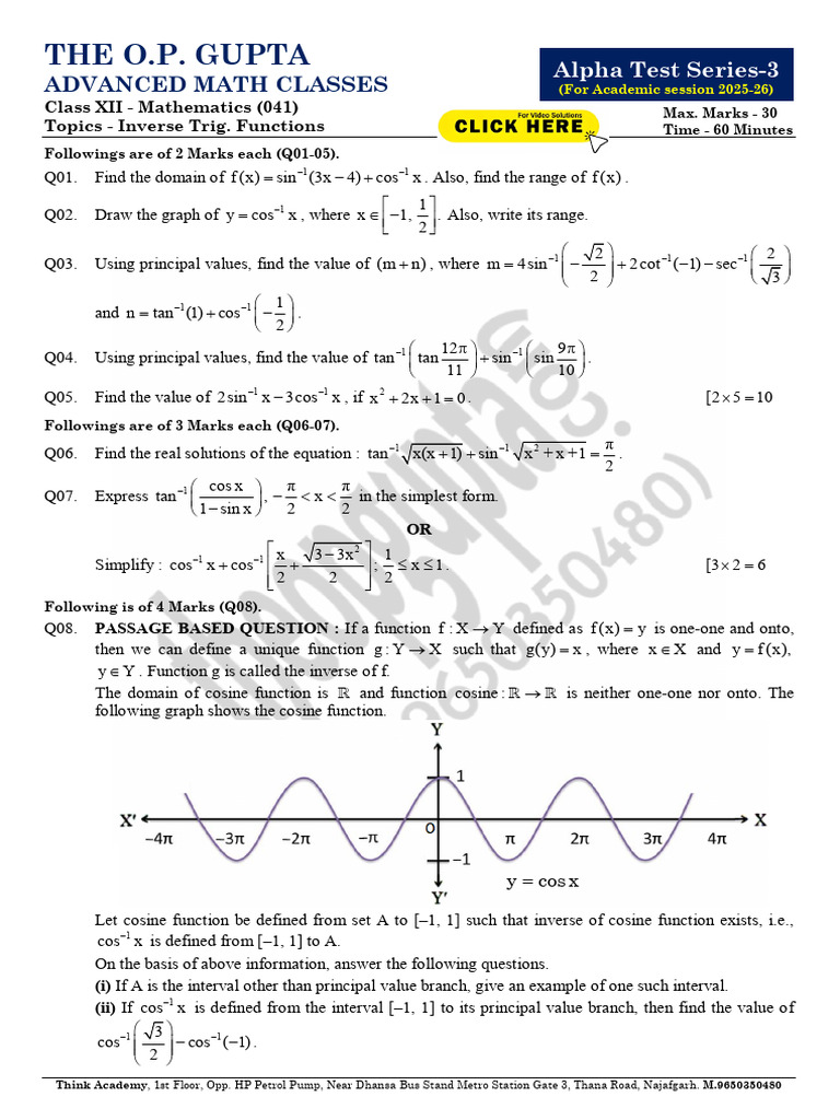 ATS 3 Inverse Trigo Functions | PDF | Function (Mathematics) | Trigonometric Functions