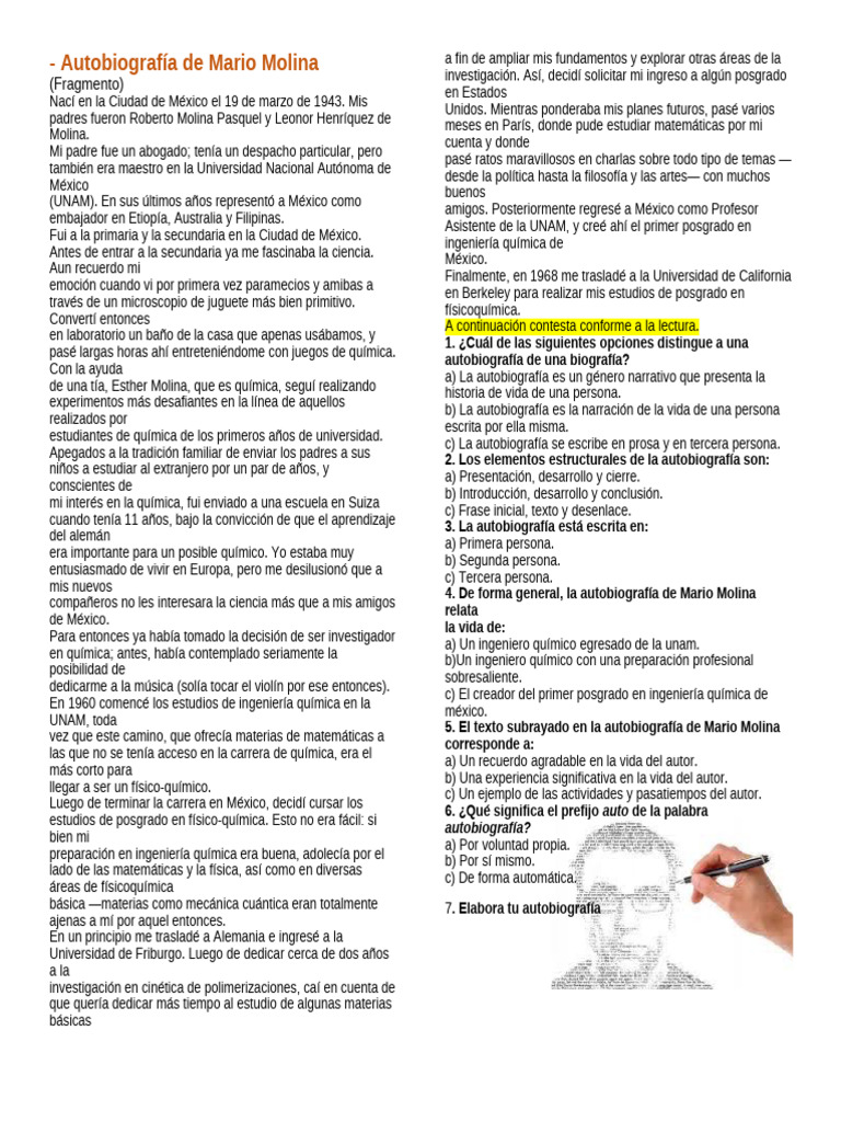 Autobiografía de Mario Molina | PDF