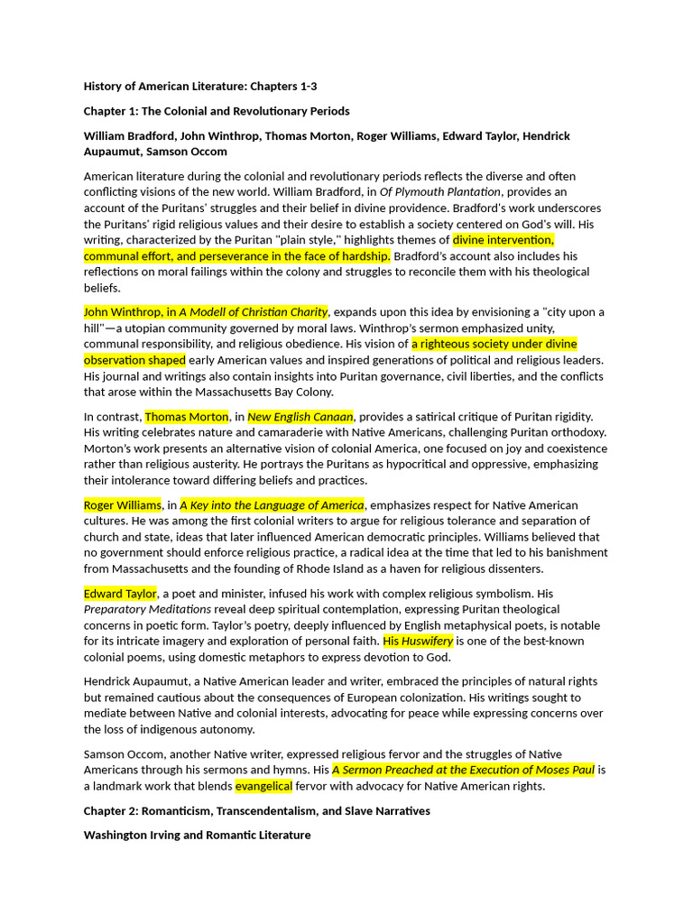 History of American Literature | PDF | Transcendentalism | American ...