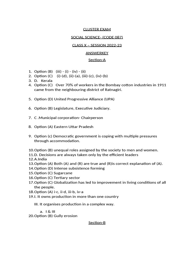X SocialStudies SetA Key | PDF | United Kingdom | Ore
