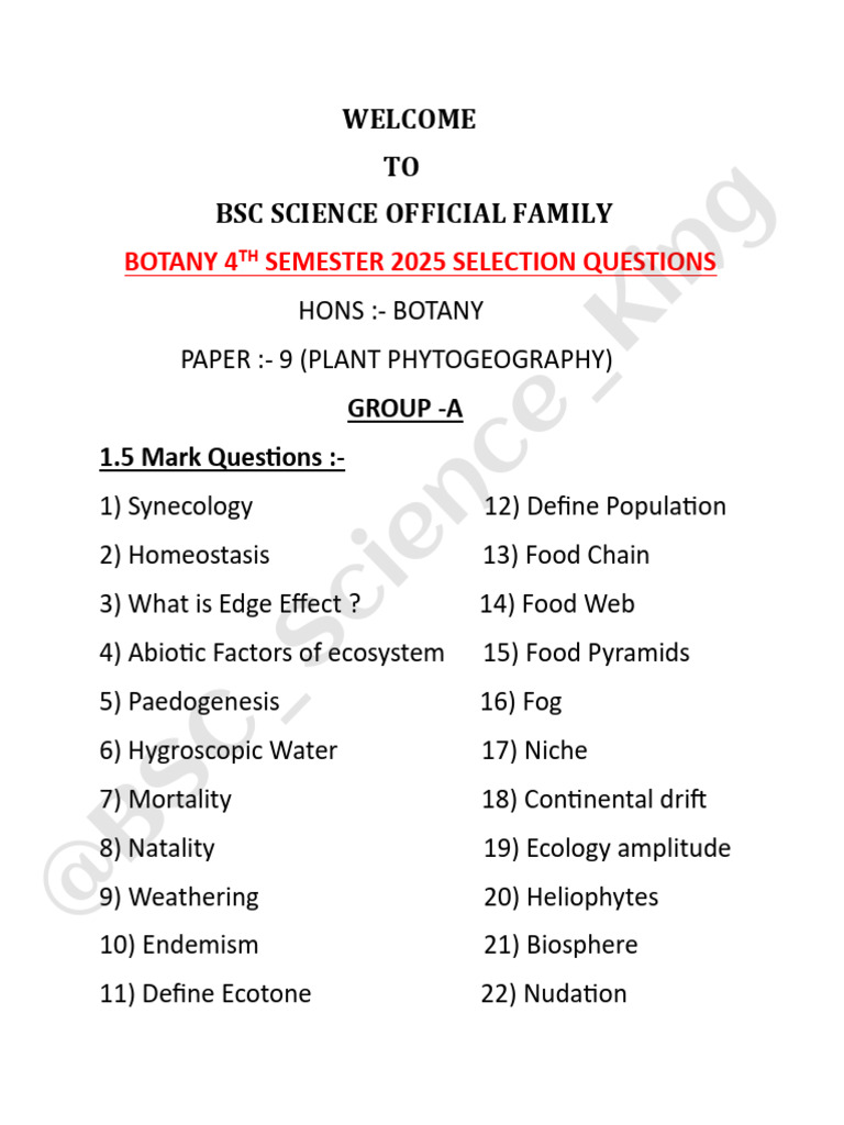 BOTANY Core-9 Selection Question | PDF