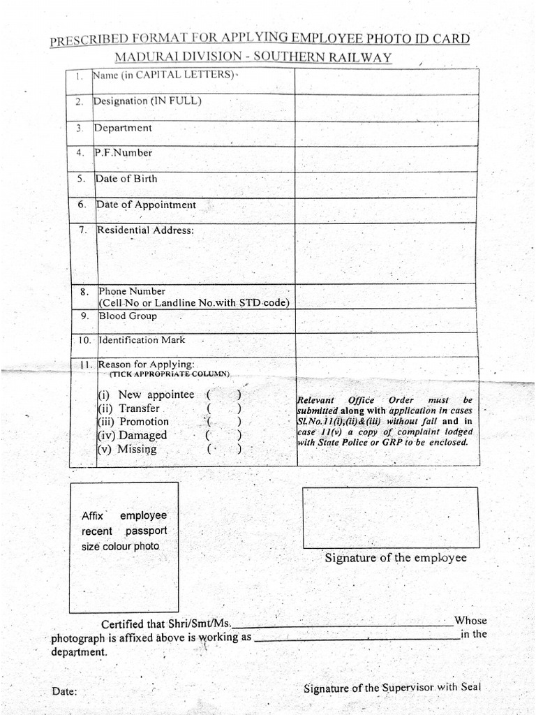 Id Card Form | PDF