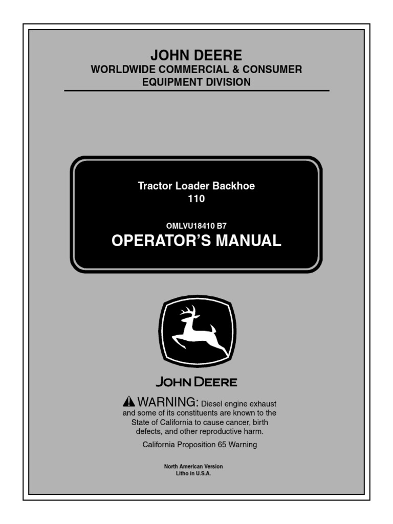 John Deere 110 TLB Operator's Manual | PDF | Tractor | Loader (Equipment)