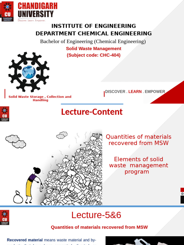 Unit 2 SWM CHE L5&6 | PDF | Municipal Solid Waste | Recycling