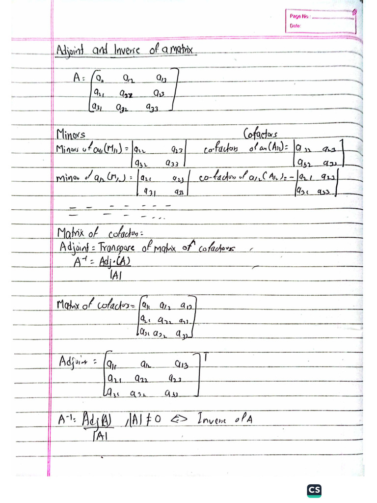 Inverse and Adjoint of Matrix | PDF