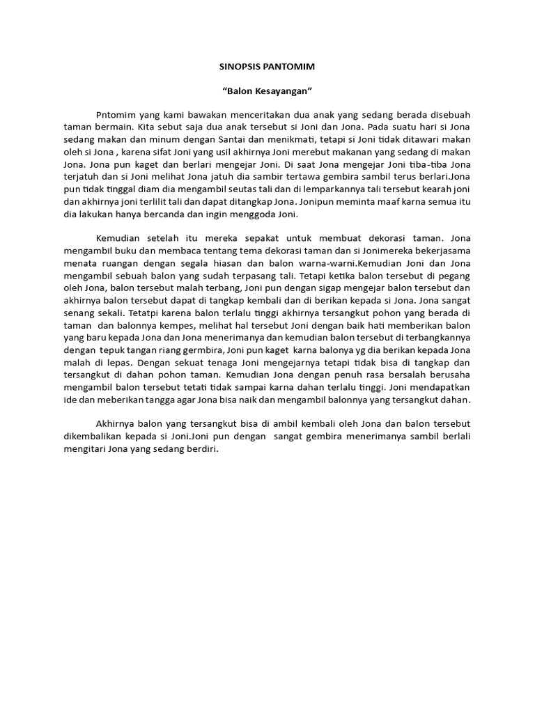 Pantomim Jona dan Joni di Taman | PDF