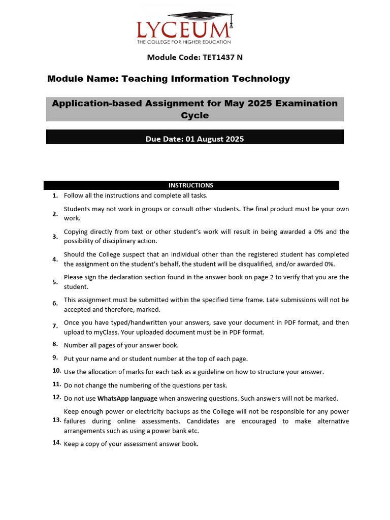 TET1437N Application based assignmnet | PDF | Computer Hardware | Computing