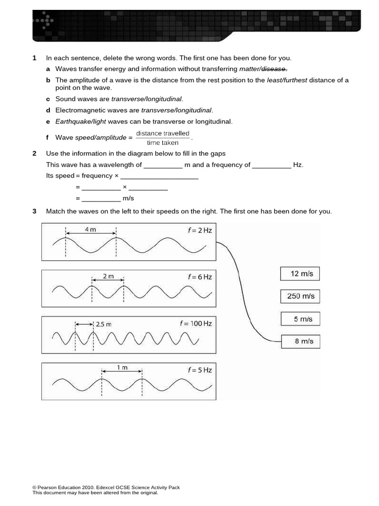 Wave Calculations Worksheets | PDF | Waves | Hertz
