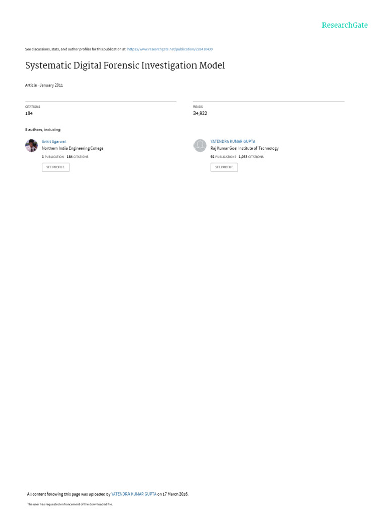 Systematic Digital Forensic Investigation Model | PDF | Digital ...