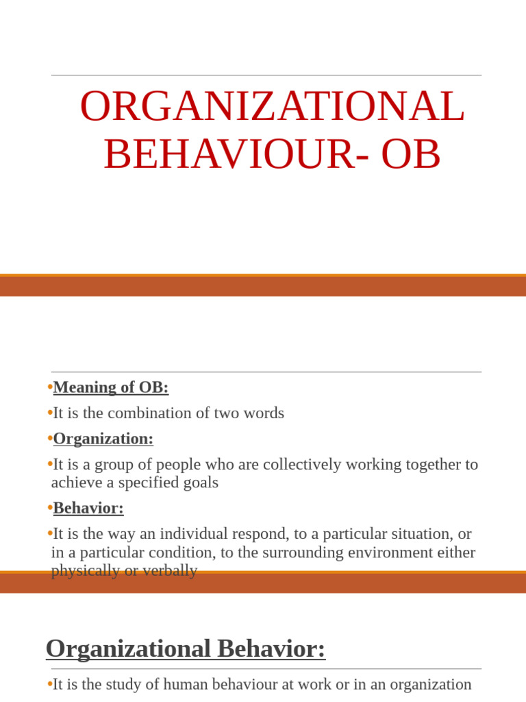 OB Unit - 1 PPT Introduction To OB | PDF | Perception | Behavior