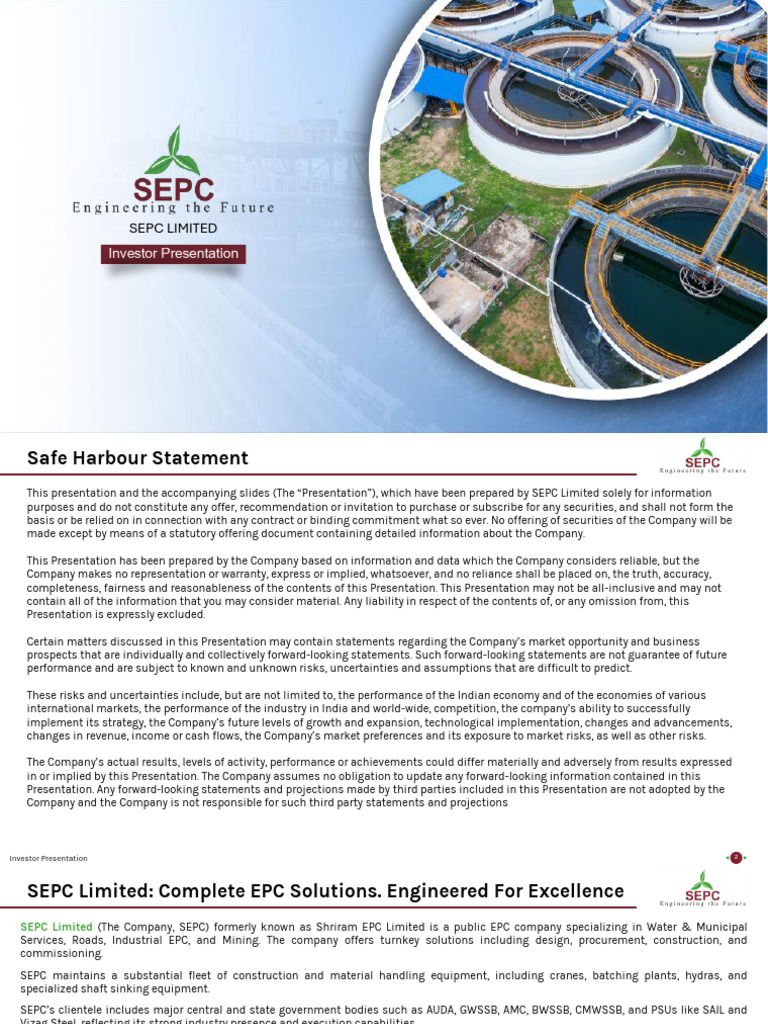 SEPC Limited Investor Presentation 10-06-2025 | PDF | Infrastructure ...